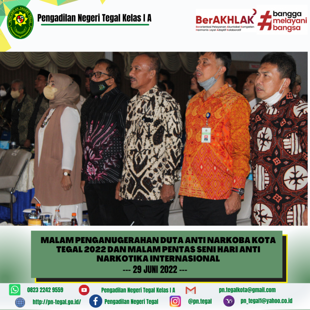 MALAM PENGANUGERAHAN DUTA ANTI NARKOBA KOTA TEGAL DAN MALAM PENTAS SENI DALAM RANGKA HARI ANTI ...