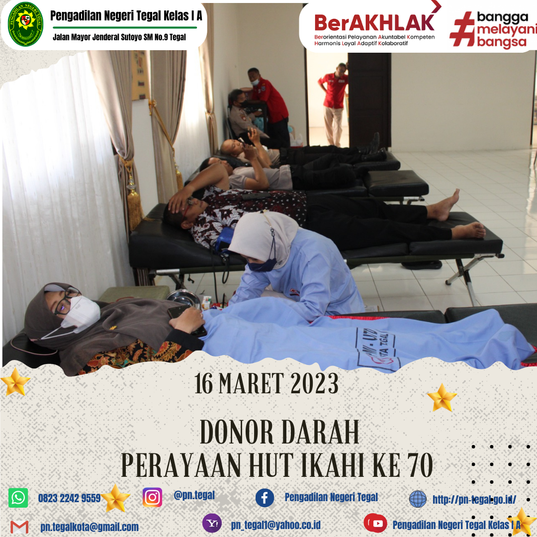 Donor Darah Dalam Rangka HUT IKAHI ke 70 | PENGADILAN NEGERI TEGAL KELAS I A