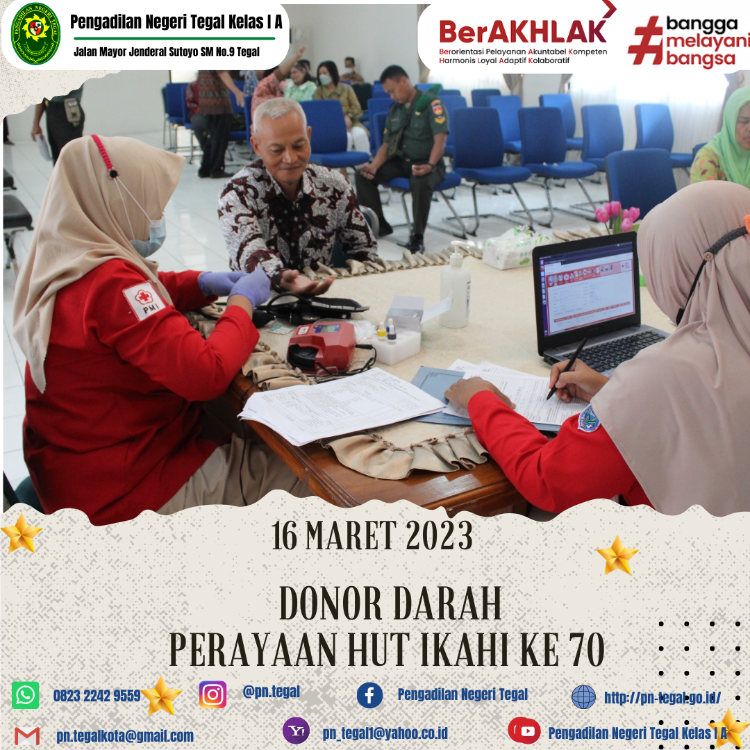 Donor Darah Dalam Rangka HUT IKAHI ke 70 | PENGADILAN NEGERI TEGAL KELAS I A