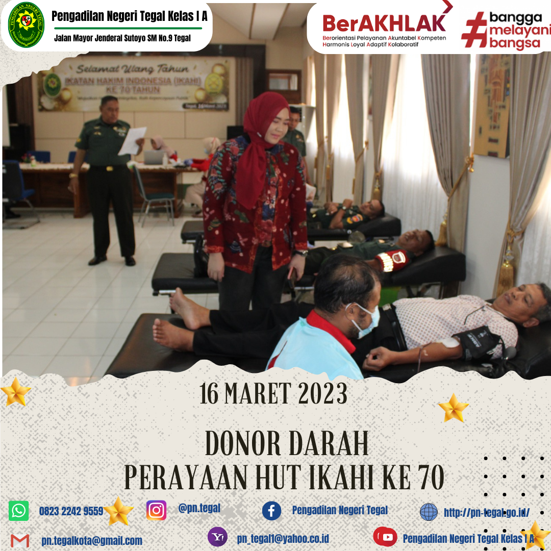 Donor Darah Dalam Rangka HUT IKAHI ke 70 | PENGADILAN NEGERI TEGAL KELAS I A