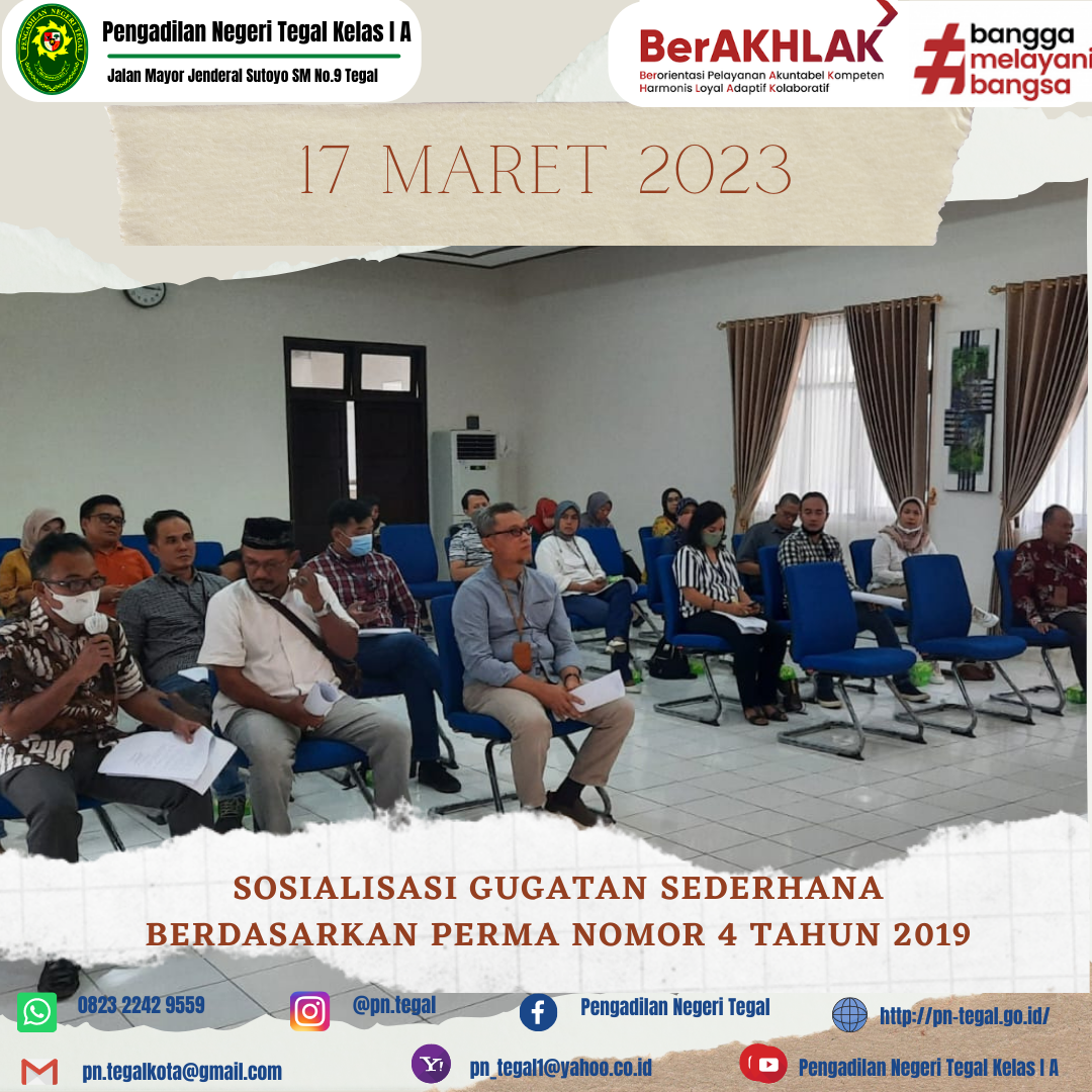 Sosialisasi Gugatan Sederhana berdasarkan Peraturan Mahkamah Agung Nomor 4 Tahun 2019 ...