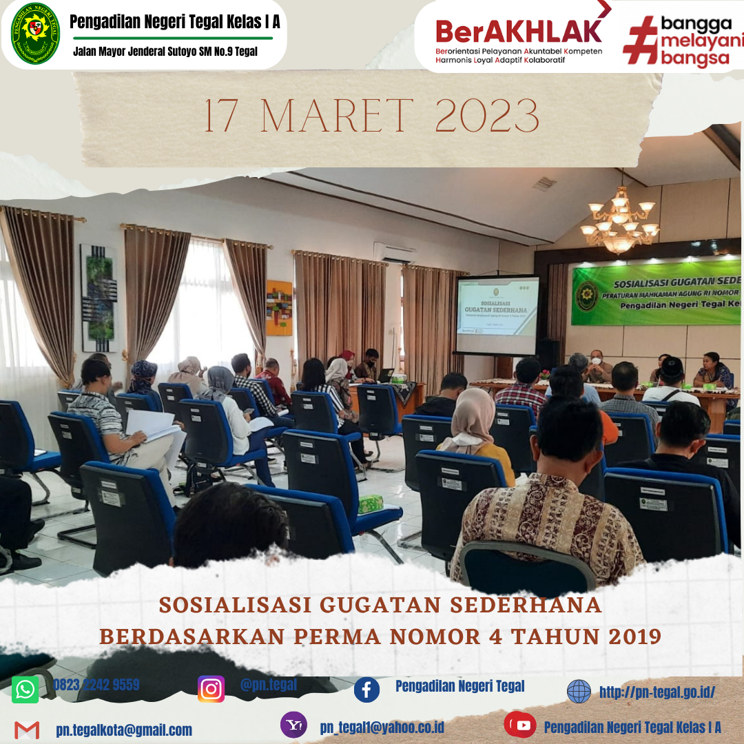 Sosialisasi Gugatan Sederhana berdasarkan Peraturan Mahkamah Agung Nomor 4 Tahun 2019 ...