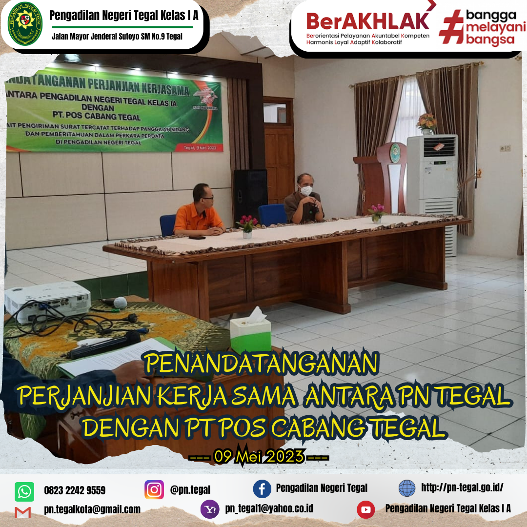 PENANDATANGANAN PERJANJIAN KERJA SAMA ANTARA PN TEGAL DENGAN PT POS ...