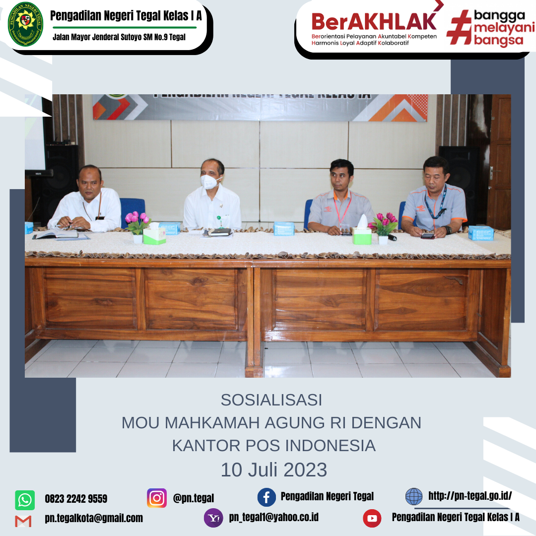 Sosialisasi MoU Mahkamah Agung RI dengan Kantor Pos Indonesia Tegal | PENGADILAN NEGERI TEGAL ...
