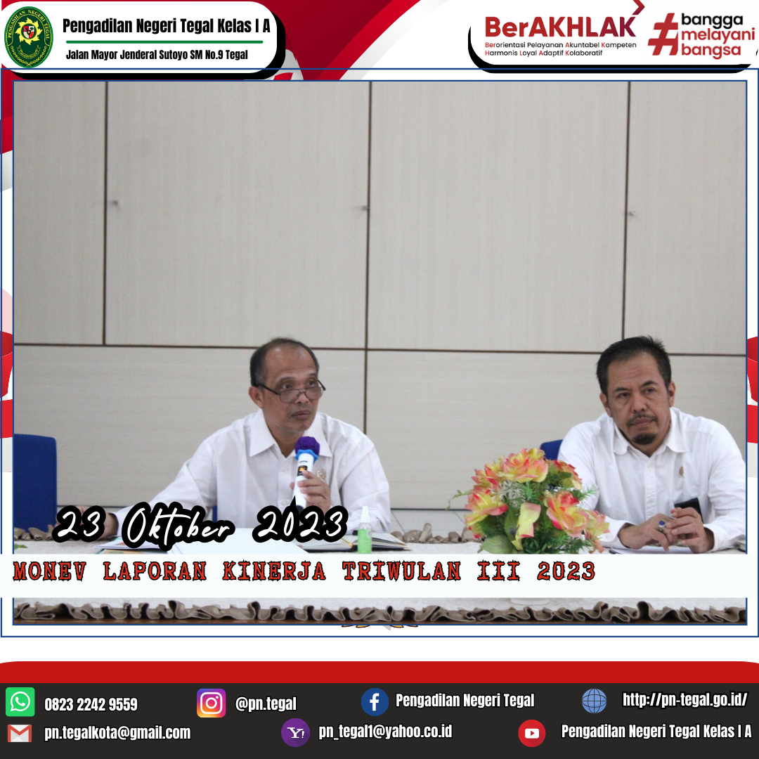 Rapat Monitoring dan Evaluasi Laporan Kinerja Triwulan III 2023 | PENGADILAN NEGERI TEGAL KELAS I A