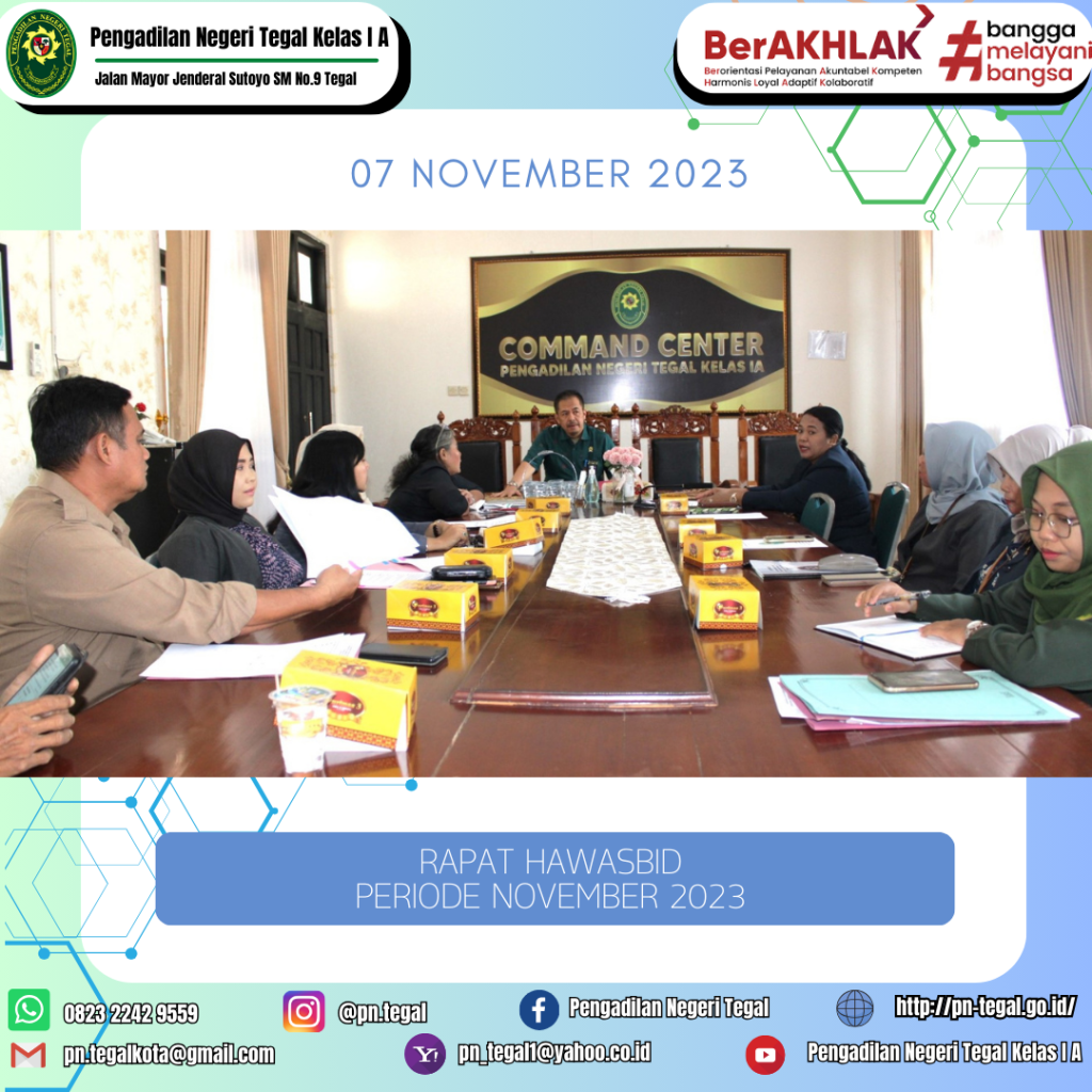 Rapat Hakim Pengawas Bidang (Hawasbid) Periode November 2023 | PENGADILAN NEGERI TEGAL KELAS I A
