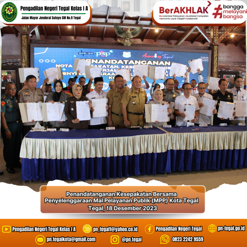 Penandatanganan Kesepakatan Bersama Penyelenggaraan Mal Pelayanan Publik (MPP) Kota Tegal ...
