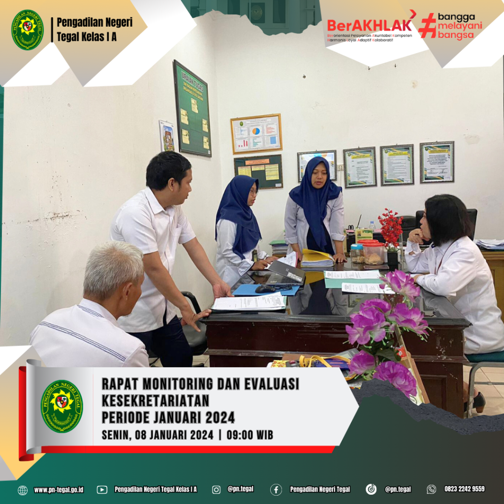 Rapat Monitoring dan Evaluasi Kesekretarian Periode Januari 2024 | PENGADILAN NEGERI TEGAL KELAS I A