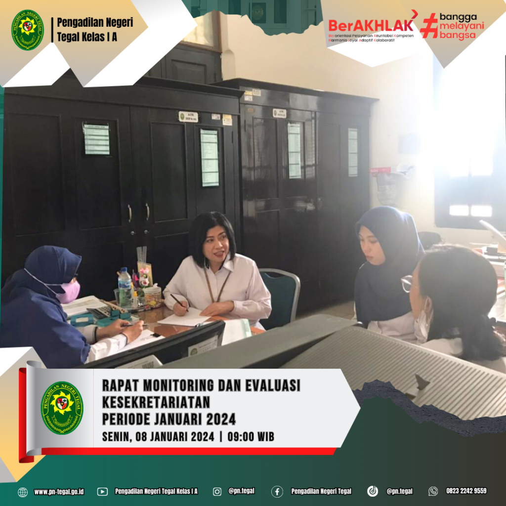 Rapat Monitoring dan Evaluasi Kesekretarian Periode Januari 2024 | PENGADILAN NEGERI TEGAL KELAS I A