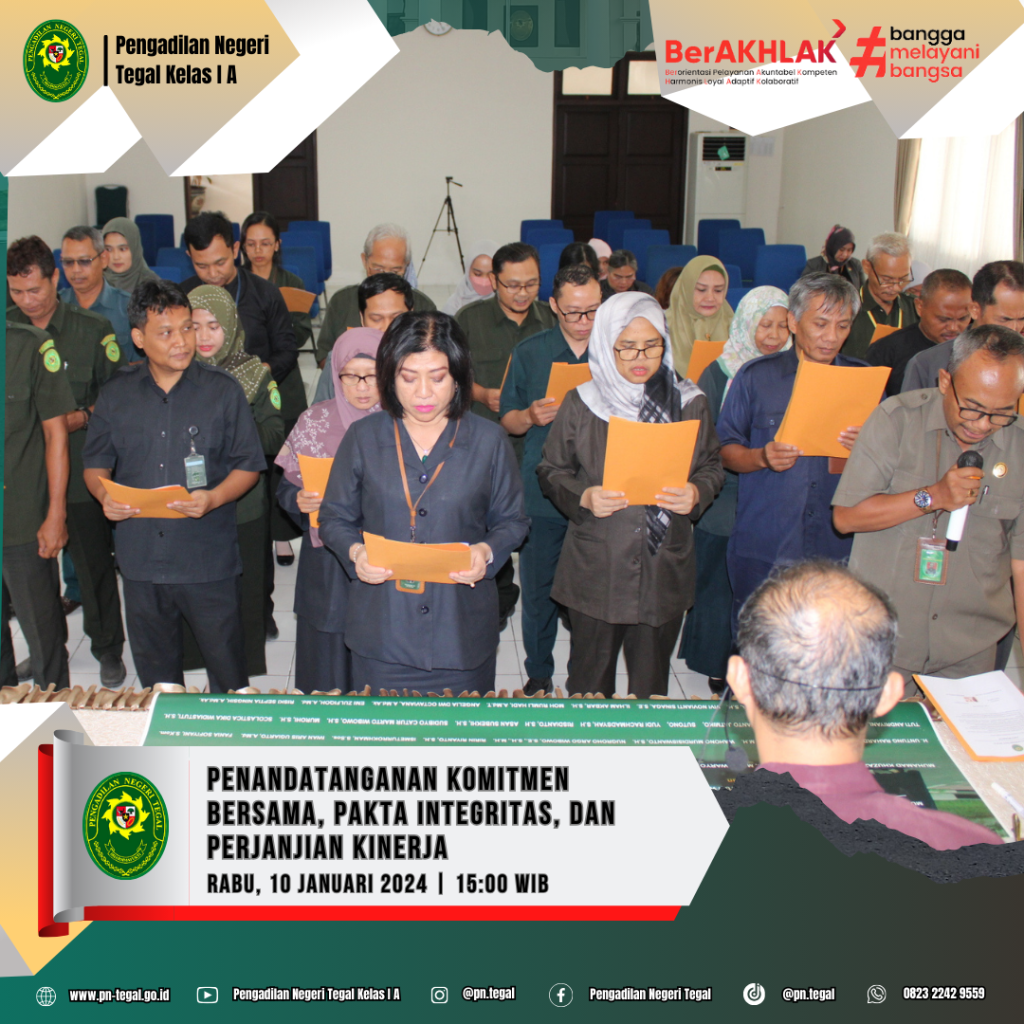 Pembacaan dan Penandatanganan Komitmen Bersama, Pakta Integritas, dan Perjanjian Kinerja Tahun ...