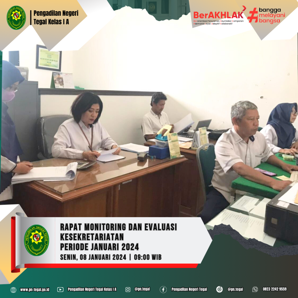 Rapat Monitoring dan Evaluasi Kesekretarian Periode Januari 2024 | PENGADILAN NEGERI TEGAL KELAS I A