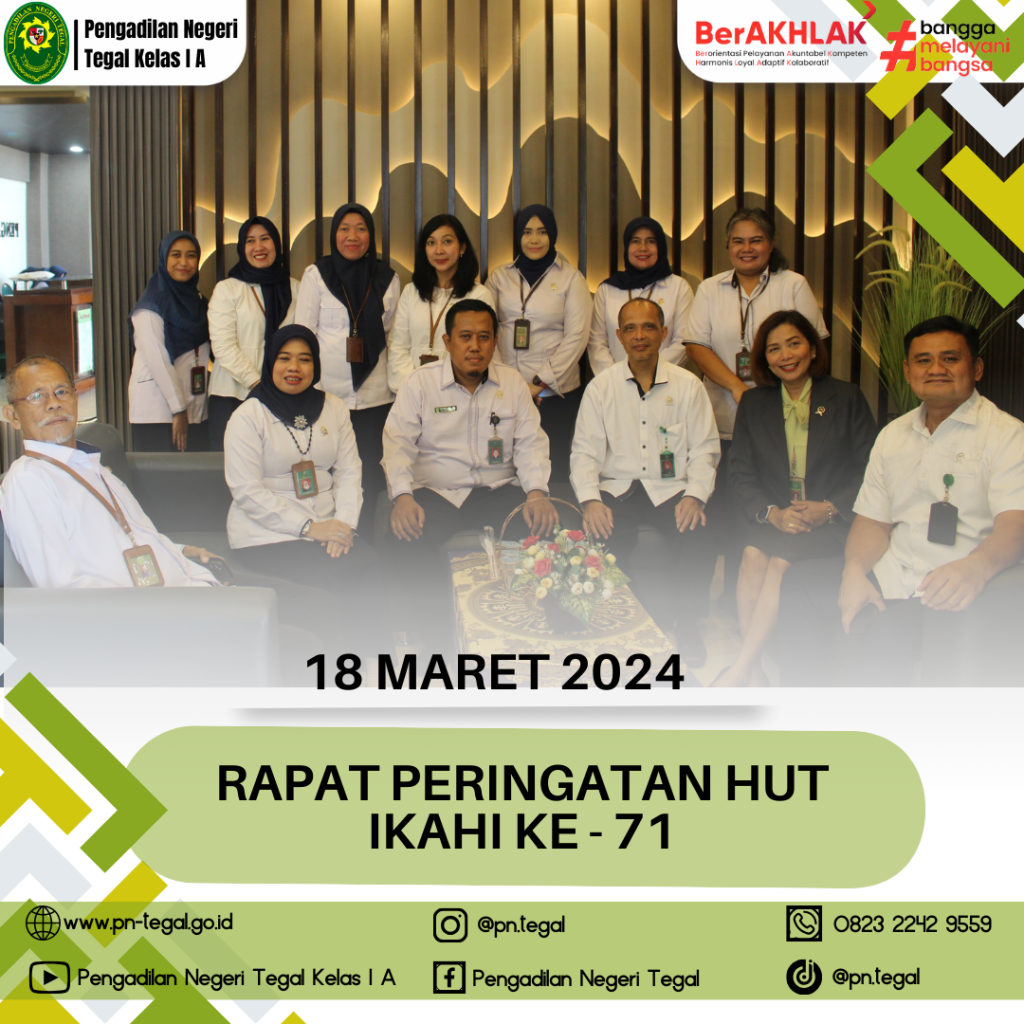 Rapat Ikatan Hakim Indonesia (IKAHI) Cabang Tegal Dalam Rangka ...