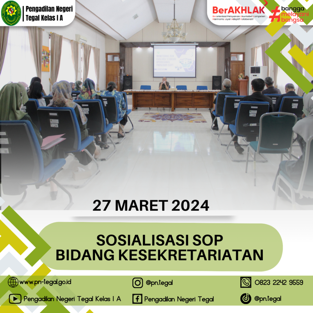 Sosialisasi dan Monitoring dan Evaluasi Standar Operasional Prosedur (SOP) Bidang ...