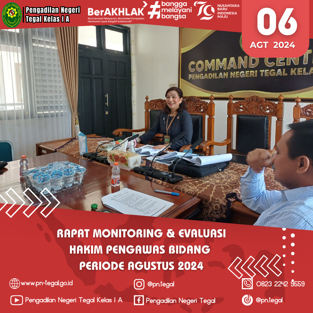 RAPAT MONEV HAWASBID PERIODE BULAN AGUSTUS TAHUN 2024 | PENGADILAN NEGERI TEGAL KELAS I A