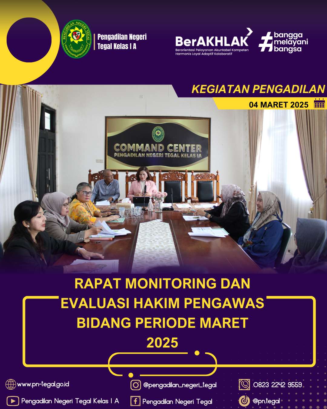 Monitoring dan Evaluasi Hakim Pengawas Bidang Periode Maret 2025 | PENGADILAN NEGERI TEGAL KELAS I A