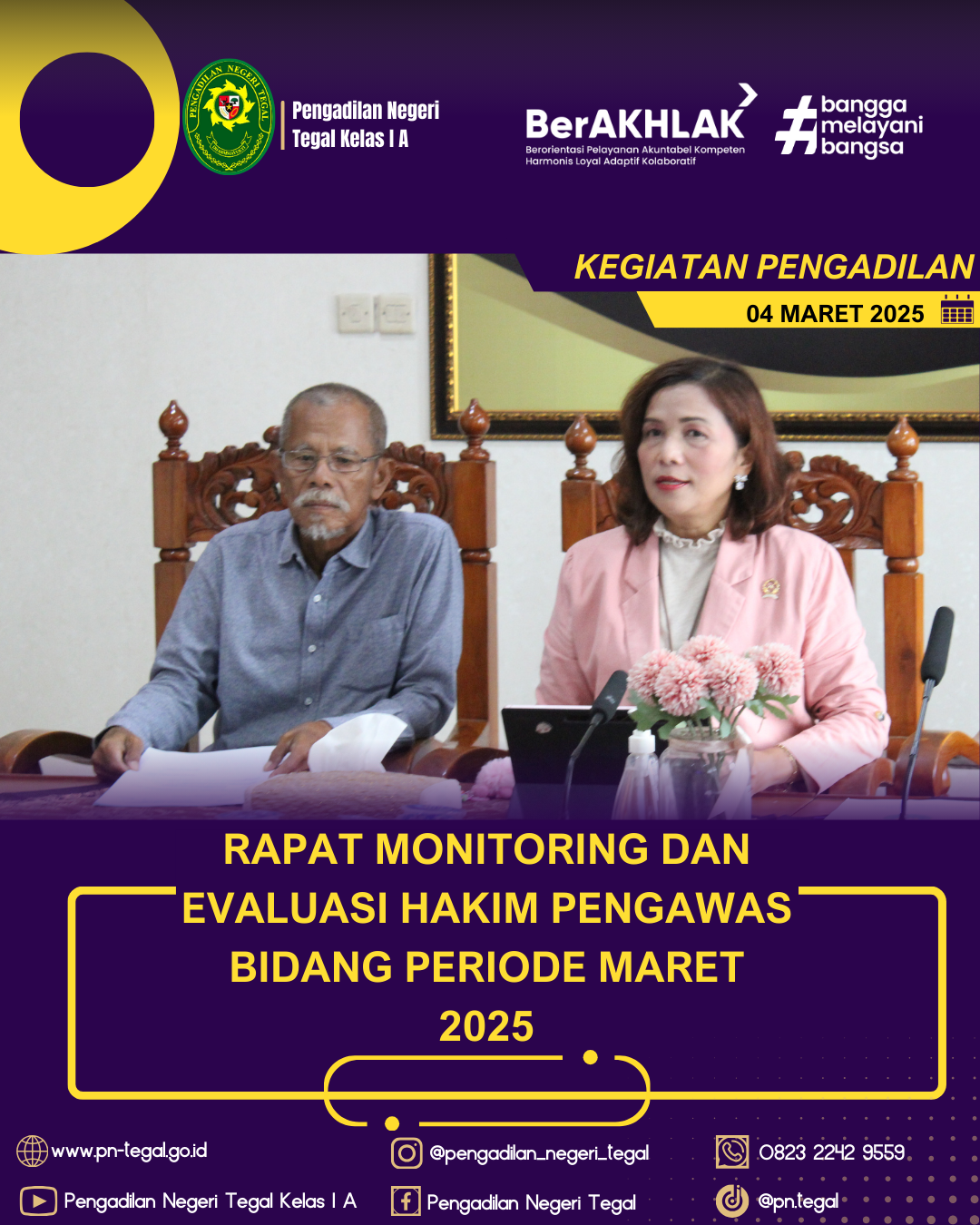 Monitoring dan Evaluasi Hakim Pengawas Bidang Periode Maret 2025 | PENGADILAN NEGERI TEGAL KELAS I A